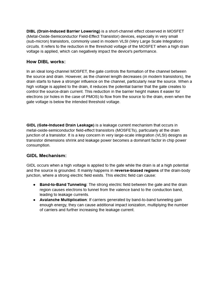 Short Channel Effects in VLSI | PDF | Mosfet | Science & Mathematics