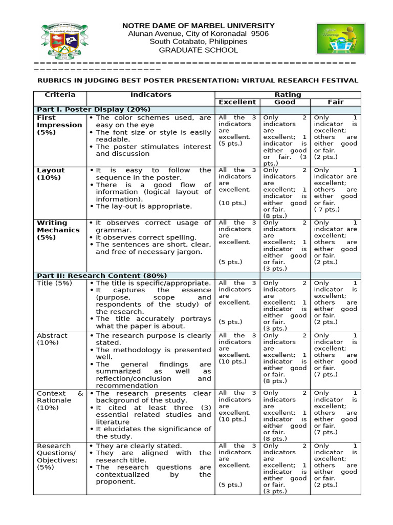 Final Rubrics Poster-Presentation | PDF