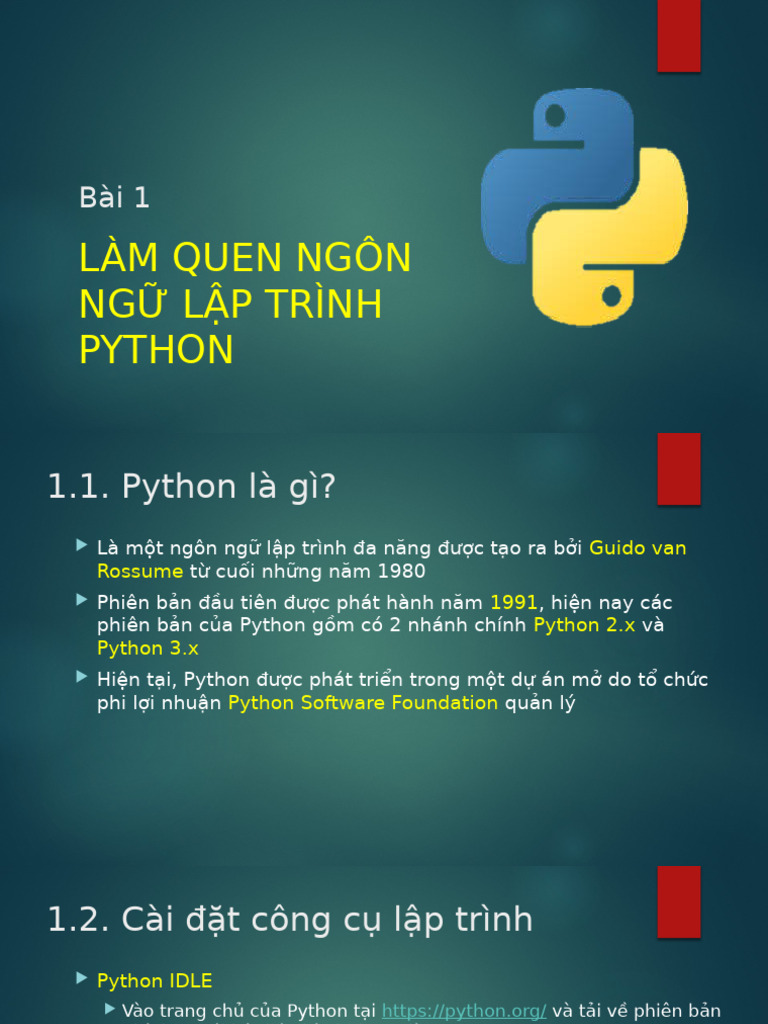 Bài 1 - Làm Quen Python | PDF