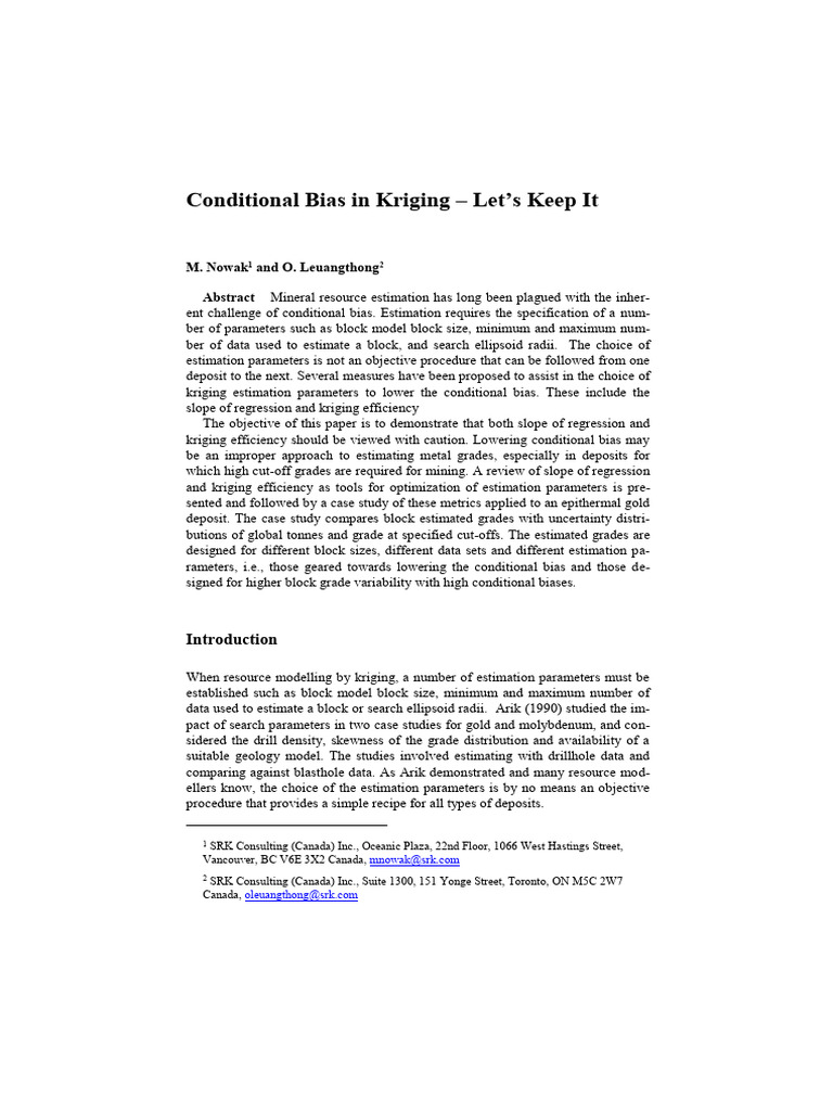 Conditional Bias Kriging | PDF