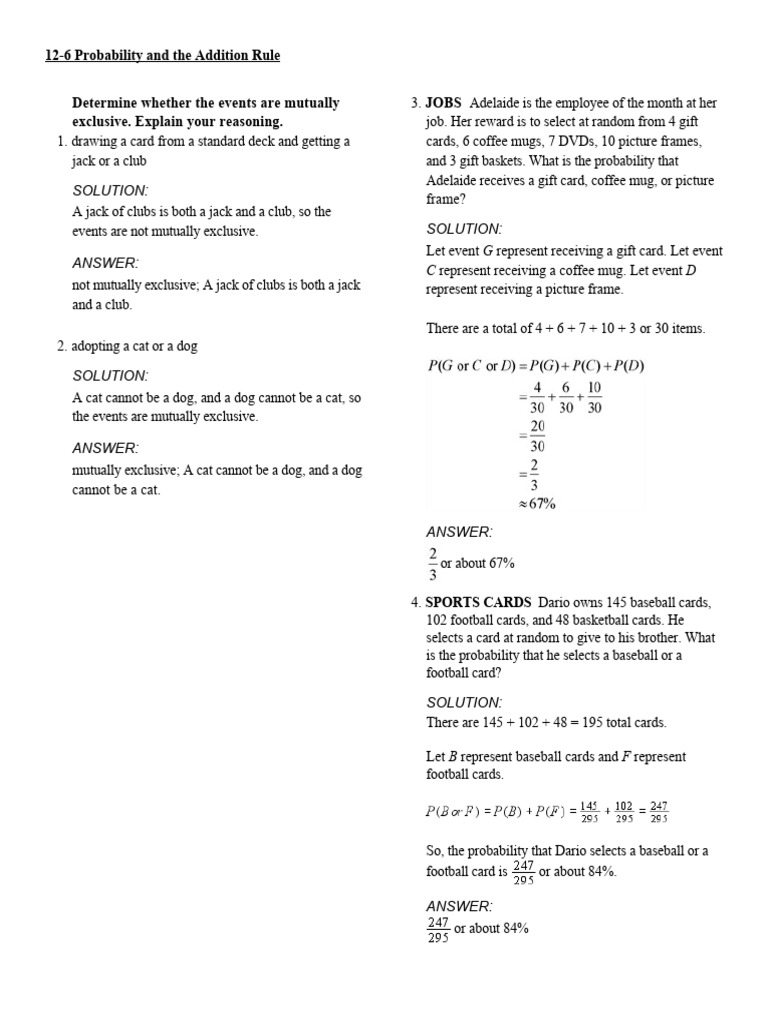 12 6 Probability and The Addition Rule | PDF