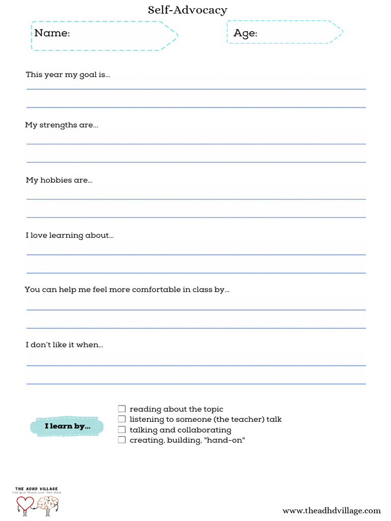 Self Advocacy Sheets For Big Kids | PDF