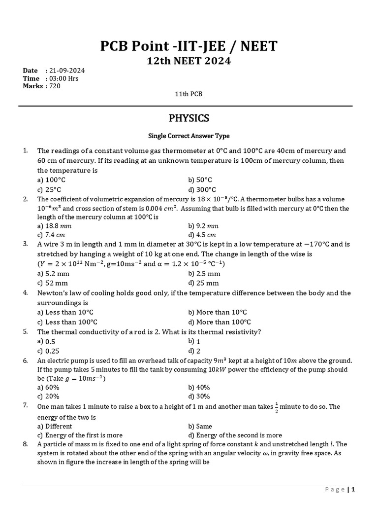 11th PCB 21-09-2024 Q.P | PDF