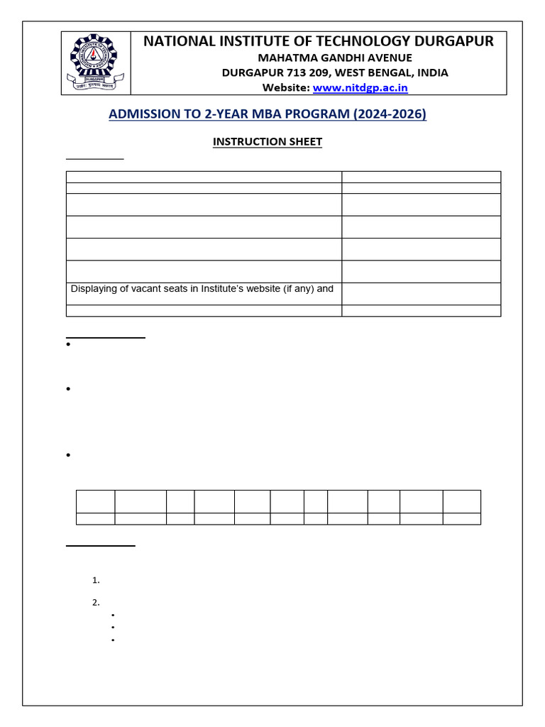 Mba Admission Advt 2024-26 | PDF