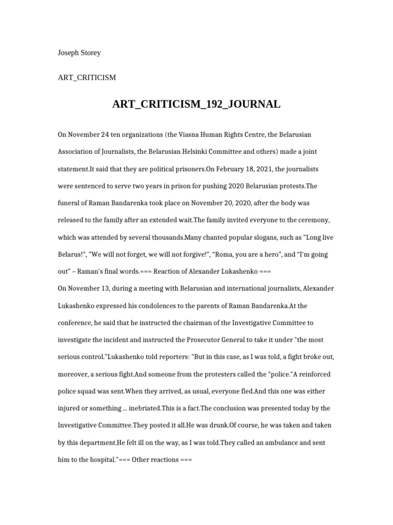 Art Criticism 192 Journal | PDF