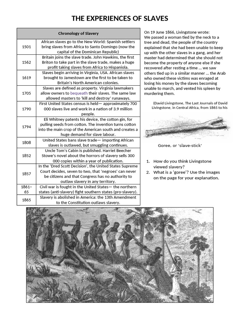 2.2 The Experiences of Slaves | PDF | Slavery | Harriet Beecher Stowe