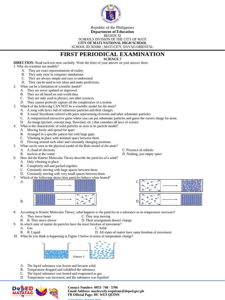First Periodical Exam in Science 7 24 - 25 - Matatag - Curriculum | PDF