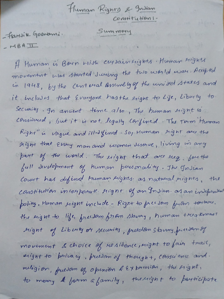Hardik Goswami, Human Rights Assignment | PDF