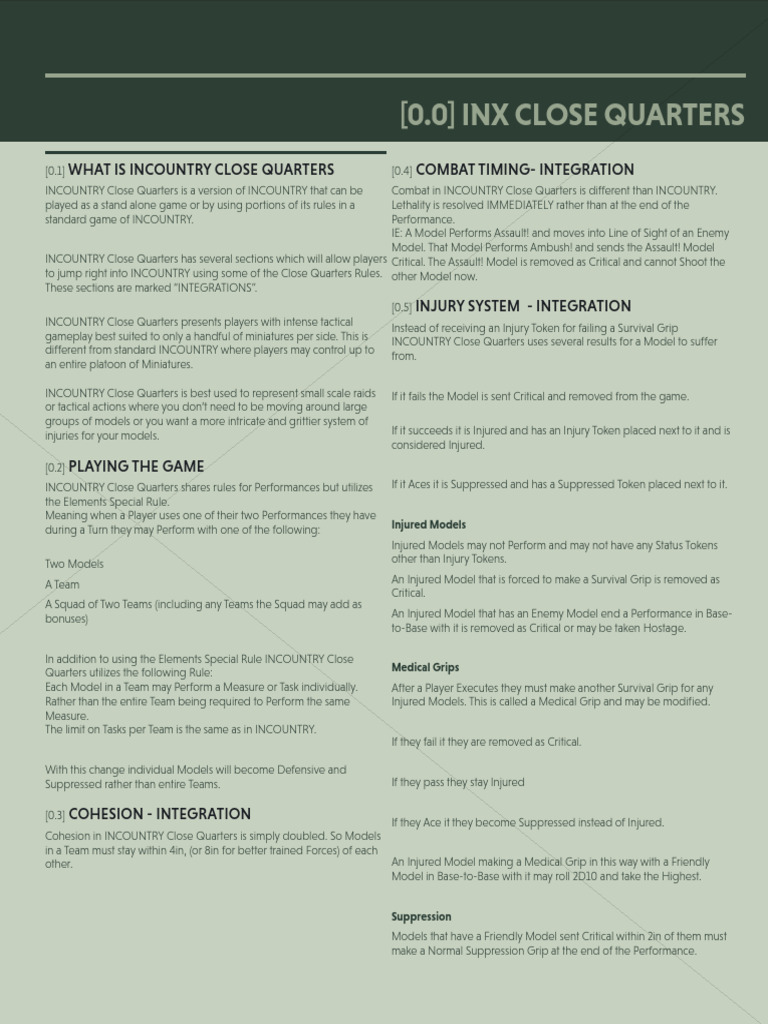 Incountry Close Quarters | PDF | Military Science | Military