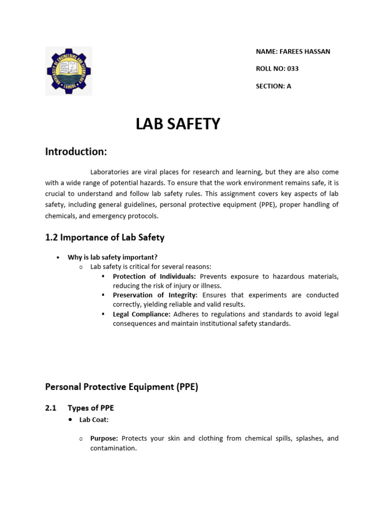 Lab Safety | PDF | Personal Protective Equipment | Wellness