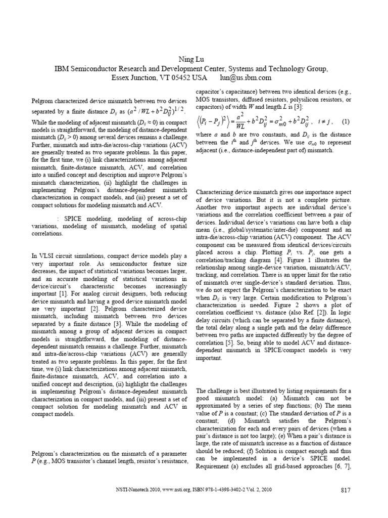Ning Lu IBM Semiconductor Research and Development Center, Systems and ...