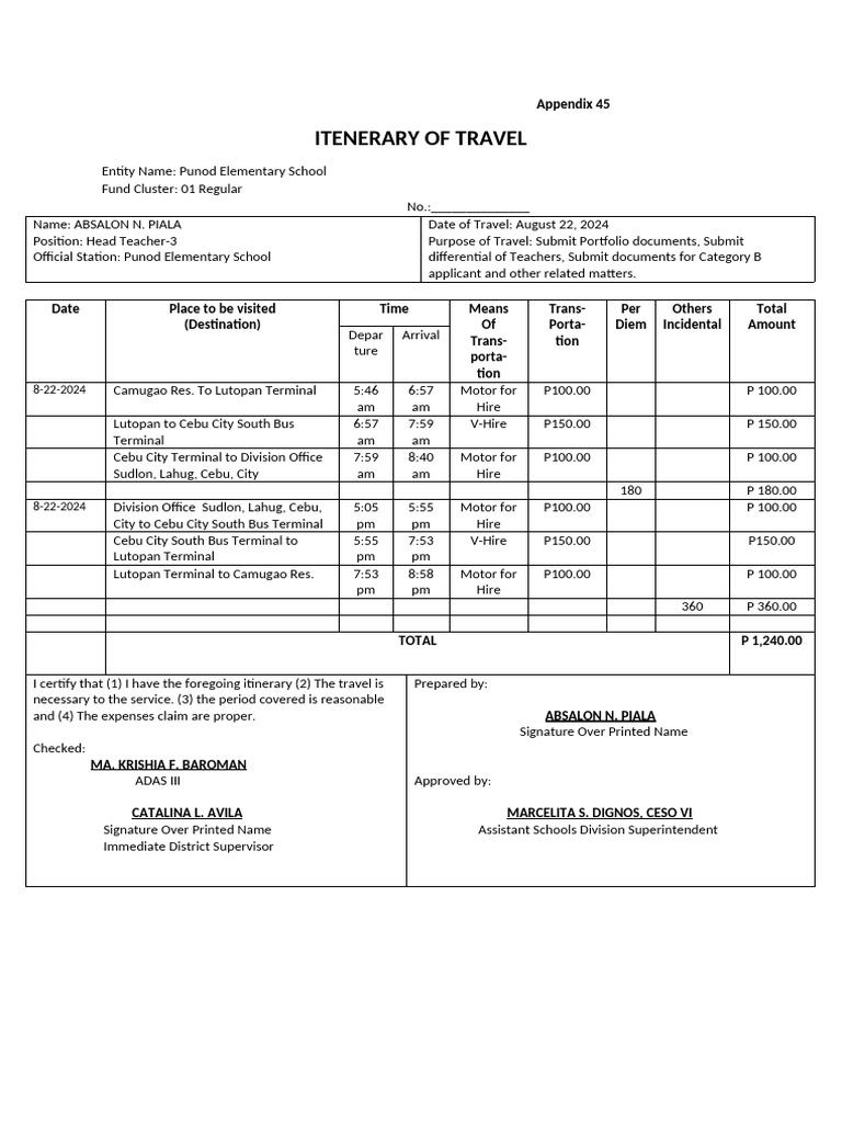 Allan Appendix 45 Travel Claims 1 | PDF