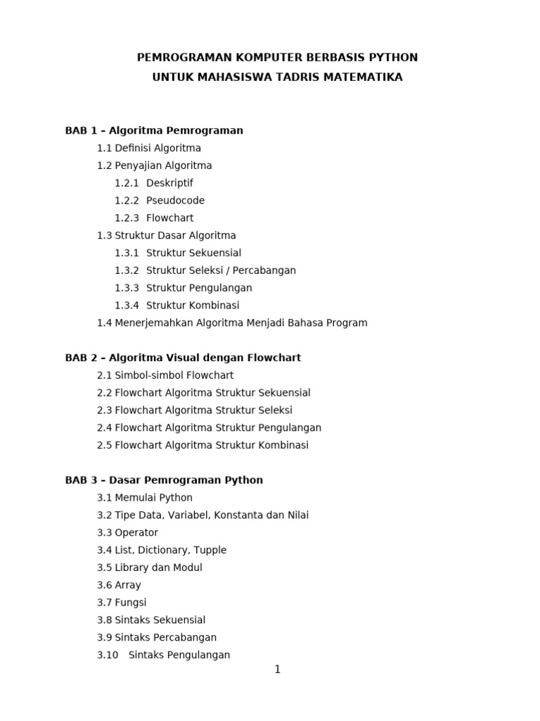 Pemrograman Komputer Python Daftar Isi | PDF