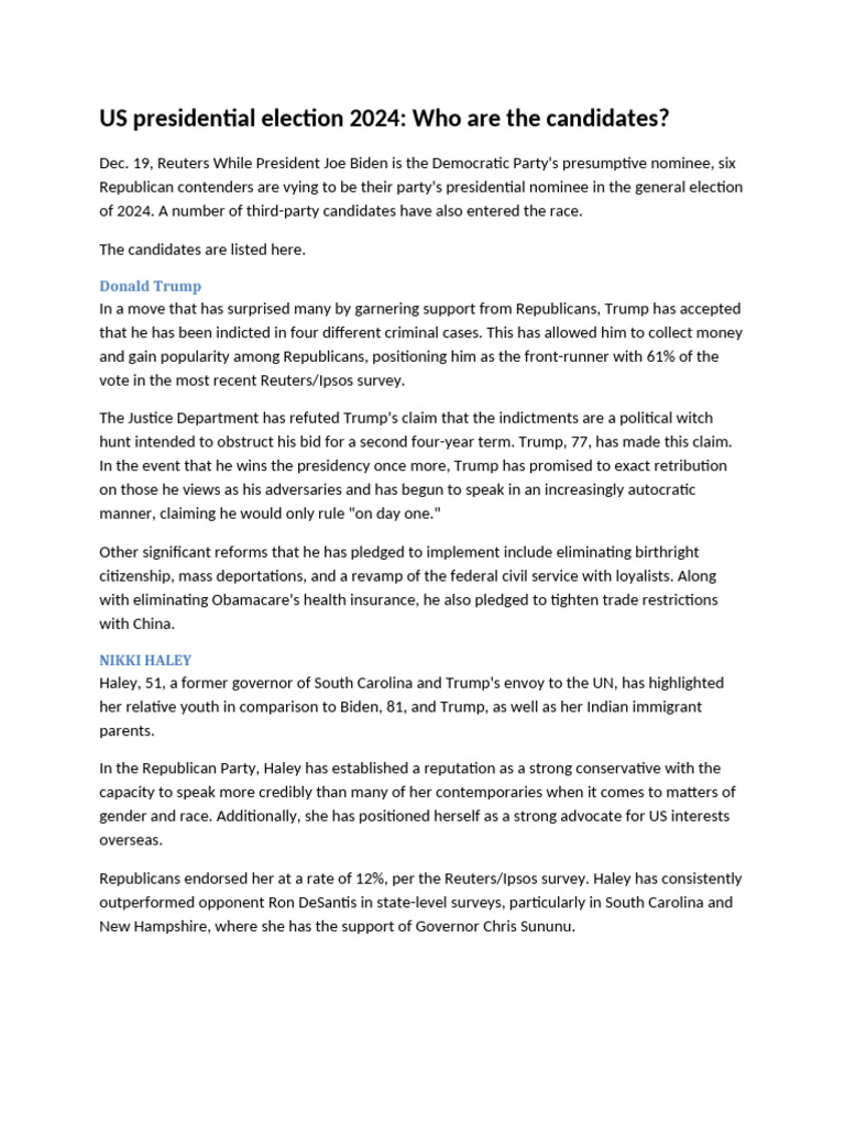 US Presidential Election 2024 | PDF
