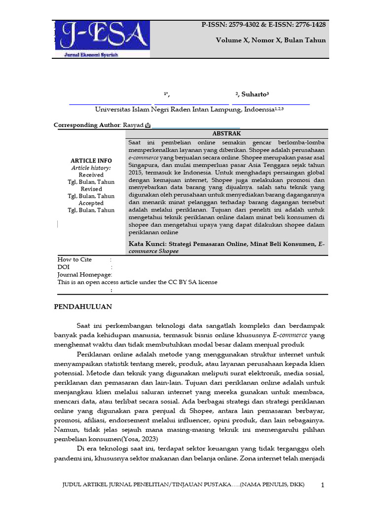 TEMPLATE JURNAL ESA IAIM BIMA | PDF