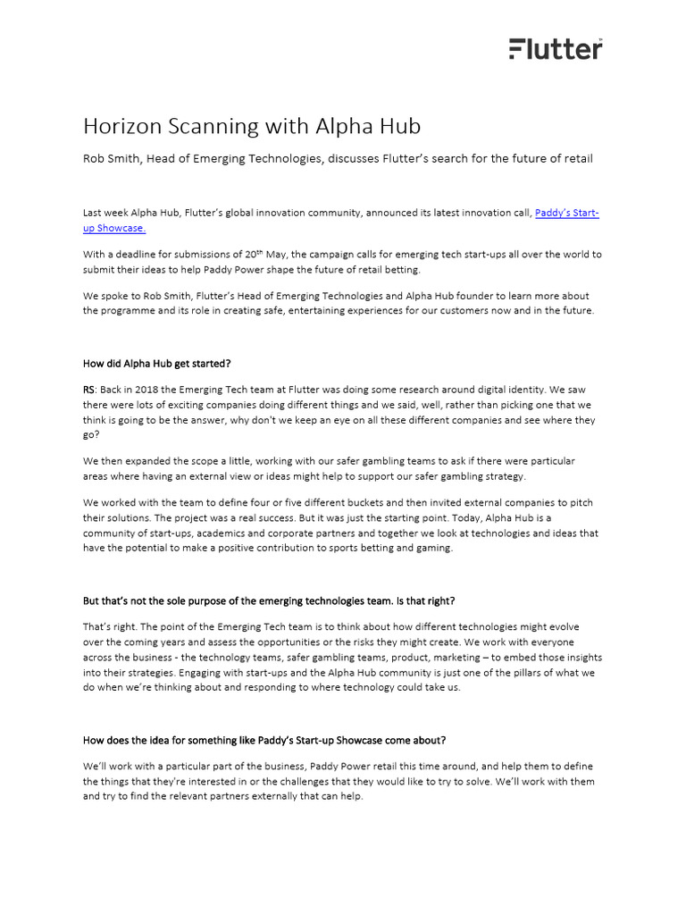 Horizon Scanning With Alpha Hub | PDF