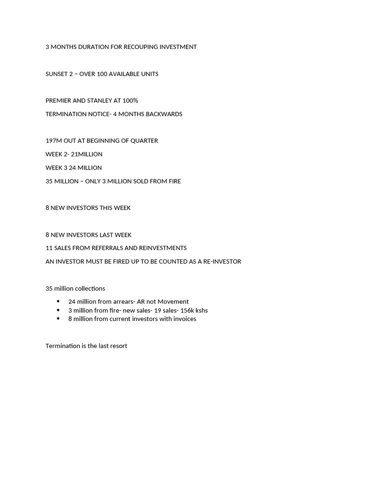 3 Months Duration For Recouping Investment | PDF
