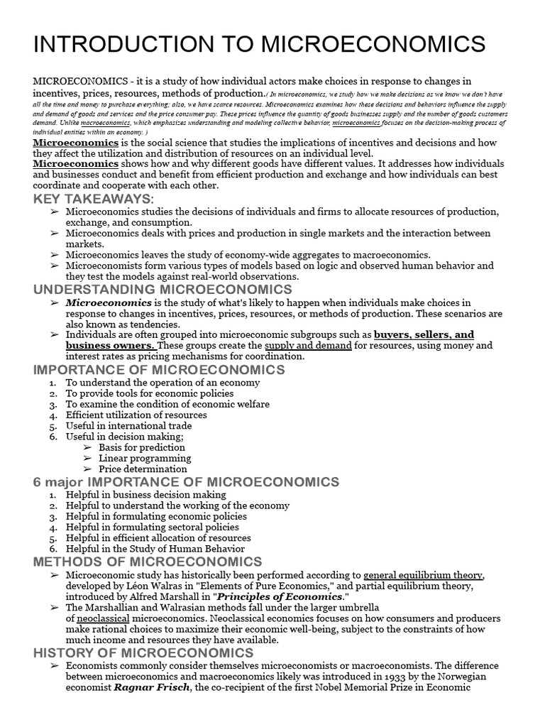INTRODUCTION TO MICROECONOMICS | PDF