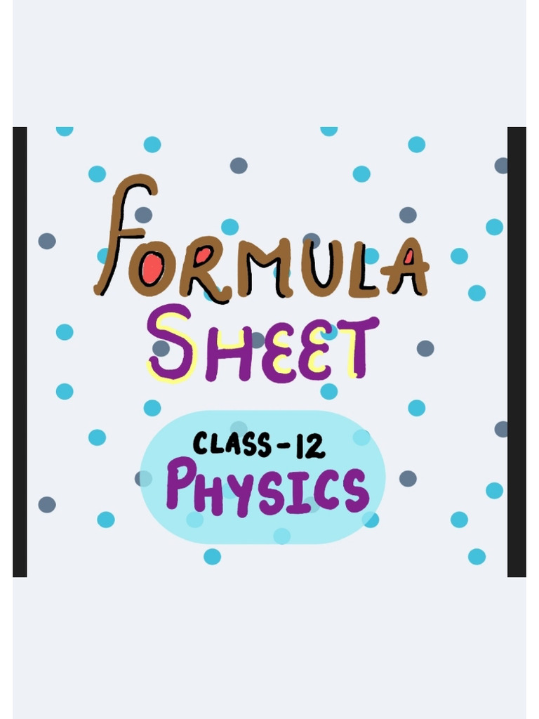 Complete Class 12th Physics Formulas Sheet by Sunil Jangra Sir | PDF