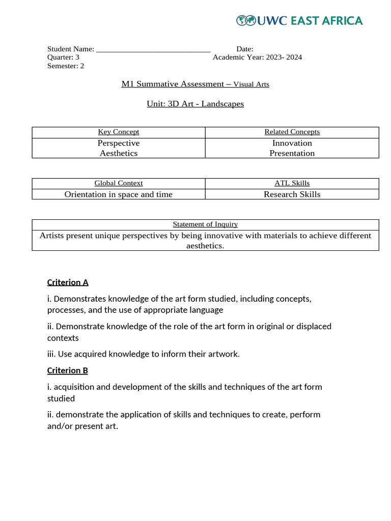 2477ARArt_M1_Semester_2_Summative_A__B | PDF