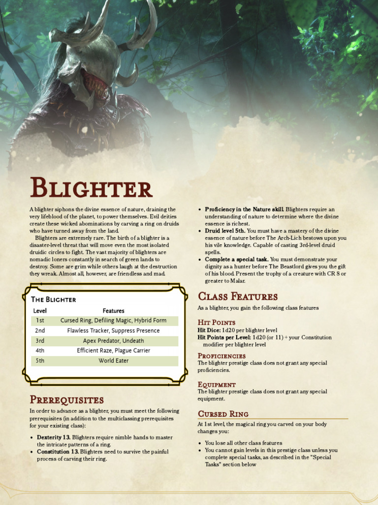 Blighter - An Anti-Druid Prestige Class | PDF