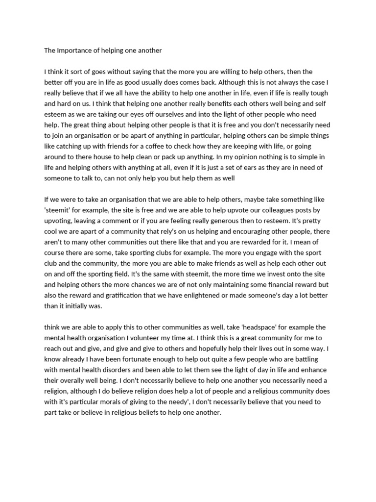 The Importance of Helping One Another | PDF