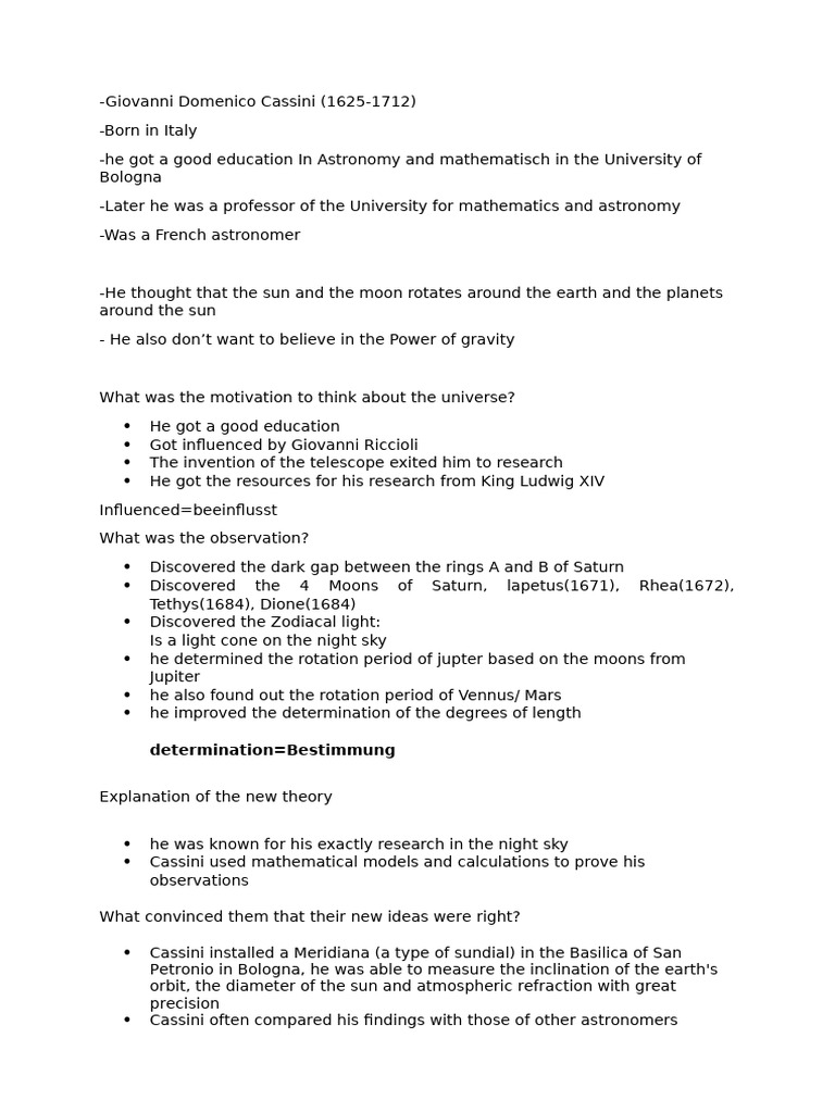 Giovanni Domenico Cassini | PDF