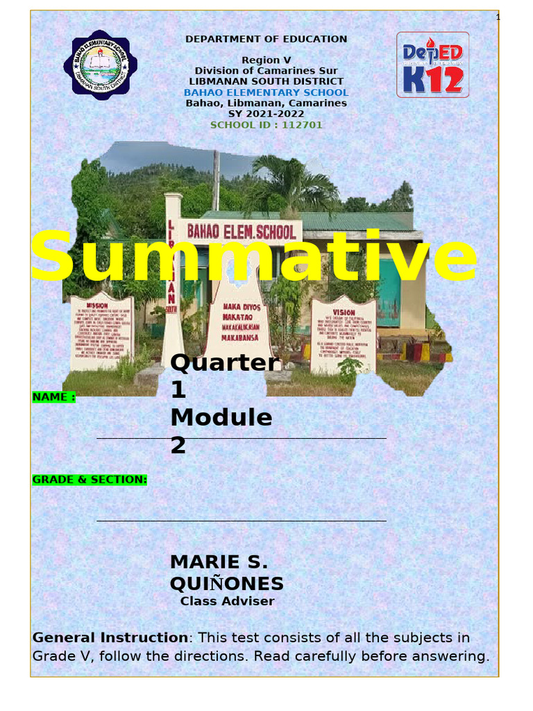 Summative 2 (Grade 5) Quarter 1 | PDF | Materials | Building Engineering