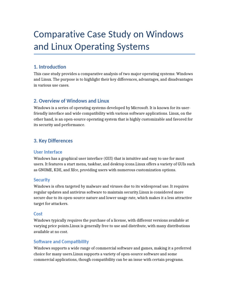 Windows vs Linux Case Study | PDF