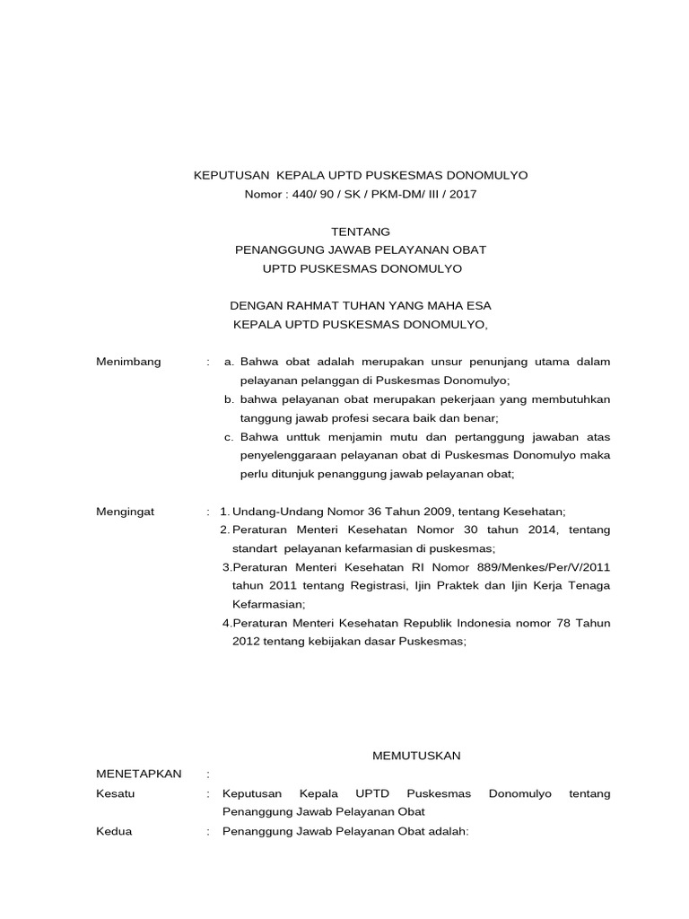 SK Penanggung Jawab Revisi | PDF