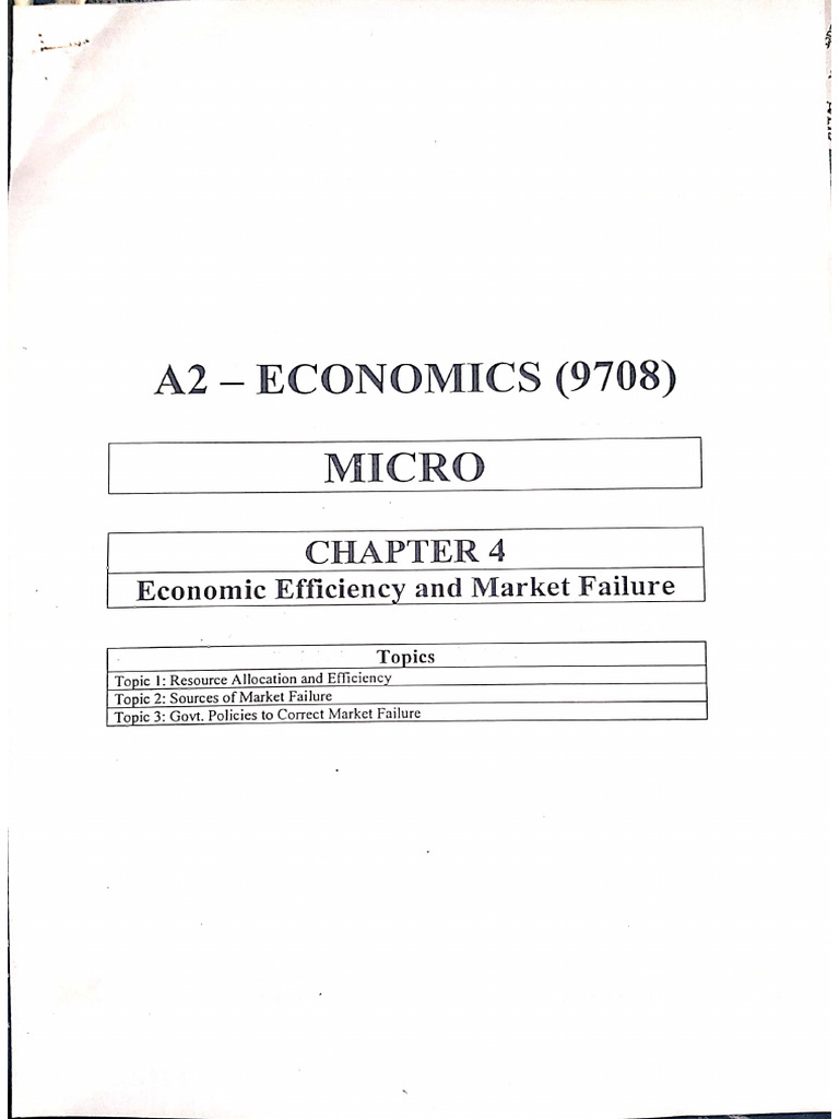 Micro Chapter 4-Economic Efficiency and Market Failure | PDF