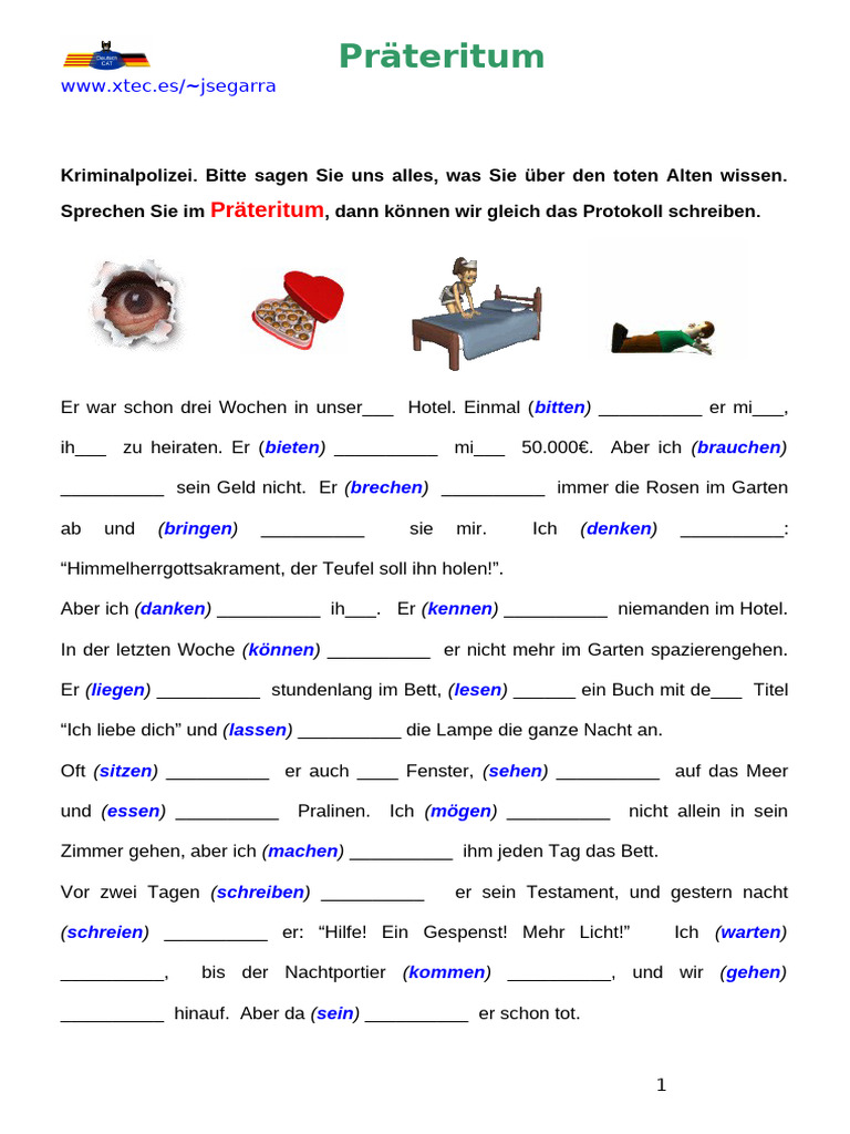 PRÄTERITUM ARBEITSBLATT | PDF