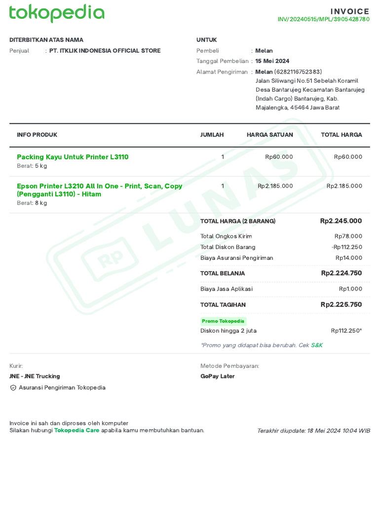 Invoice 3905428780 Pdf