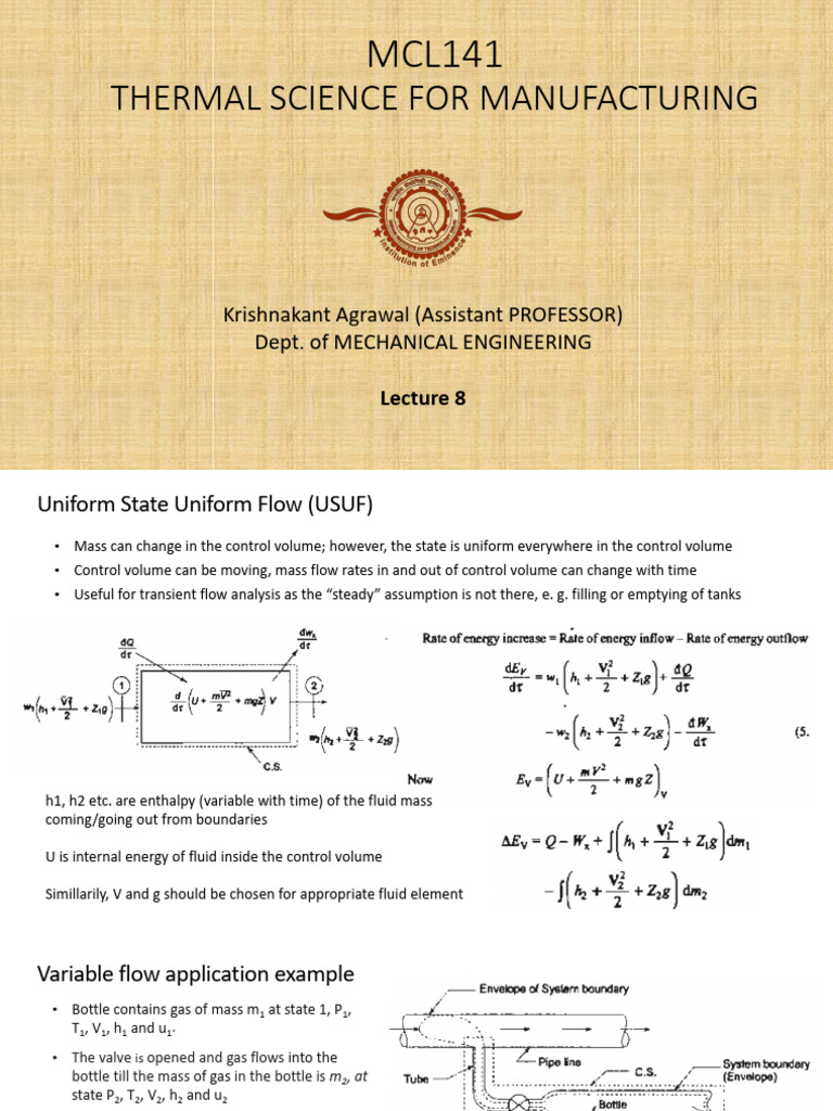 MCL141_L8_First_law_Open_systems_USUF_Application | PDF
