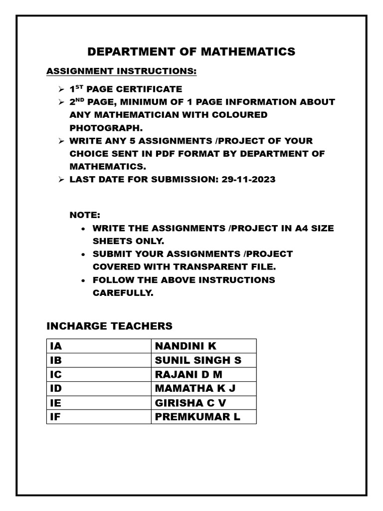 1 Pu Mathematics Assignment Pdf 