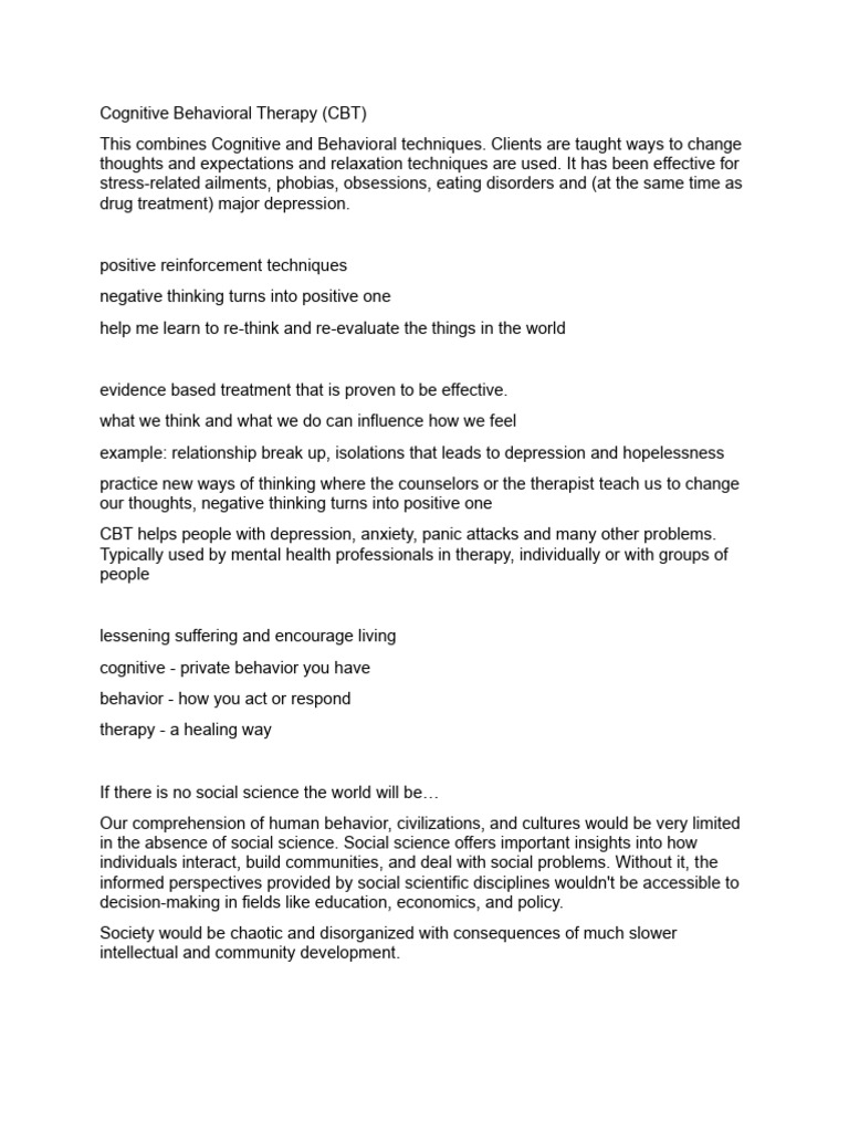 Cognitive Behavioral Therapy | PDF