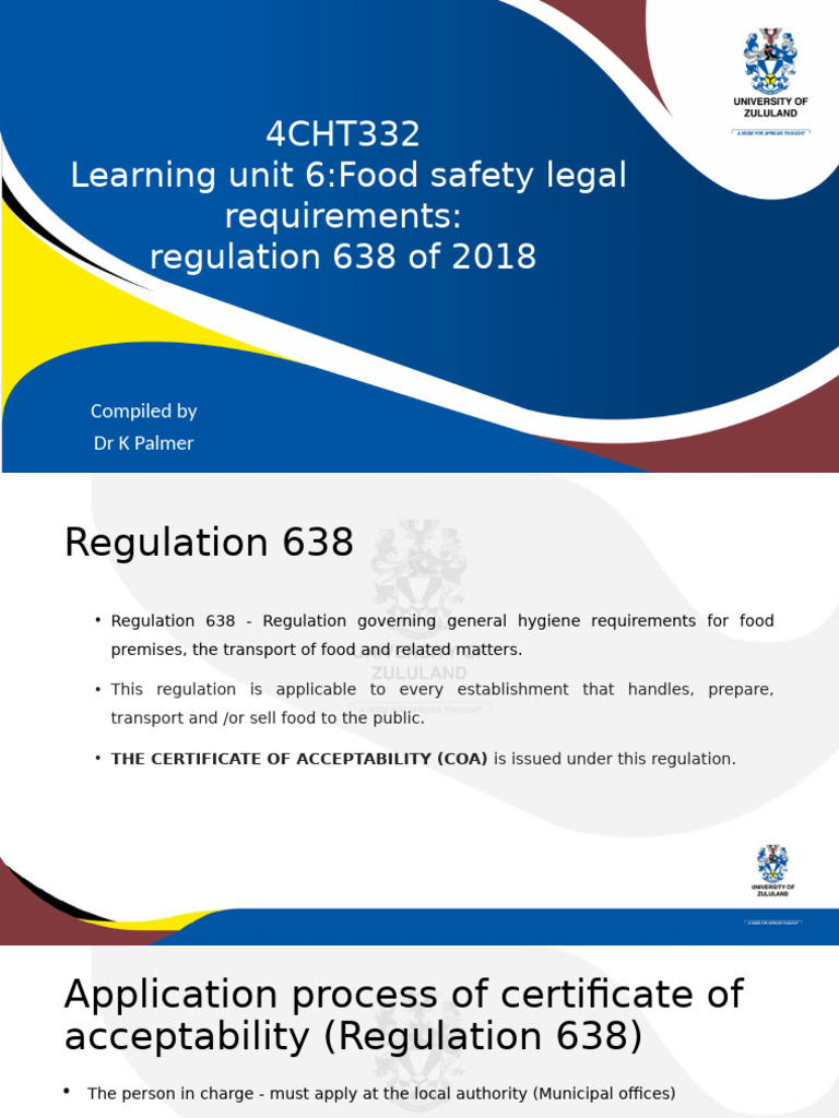 4CHT332 Learning Unit 6 R638 Legislation | PDF