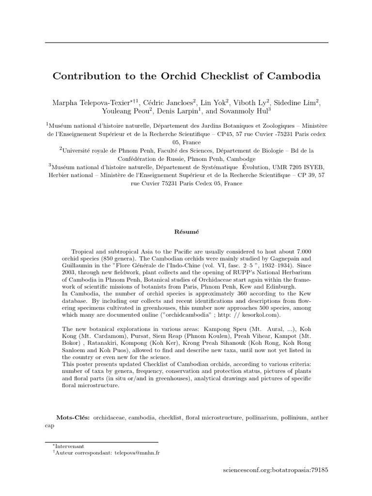 Contribution To The Orchid Checklist of Cambodia | PDF