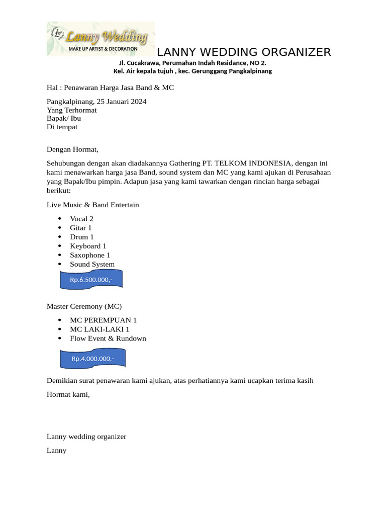 Penawaran Wedding | PDF