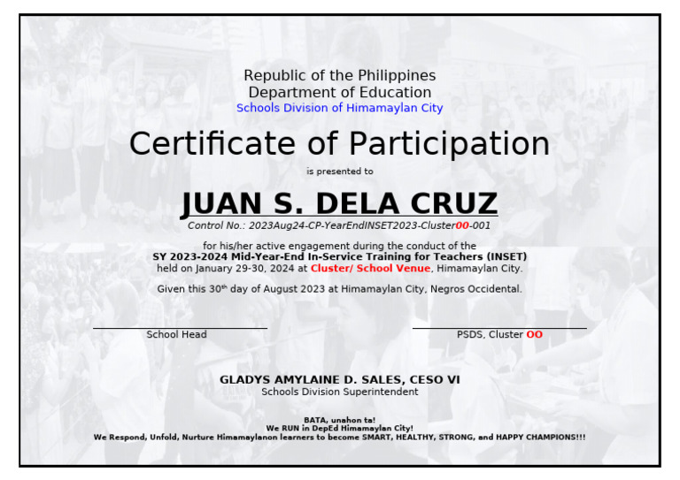 Template Unified INSET Certificate | PDF