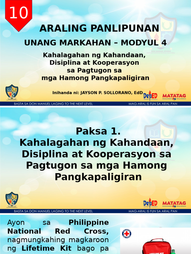 NOTES AP10 Q1 W5 W6 Kahalagahan NG Kahandaan Disiplina at Kooperasyon ...