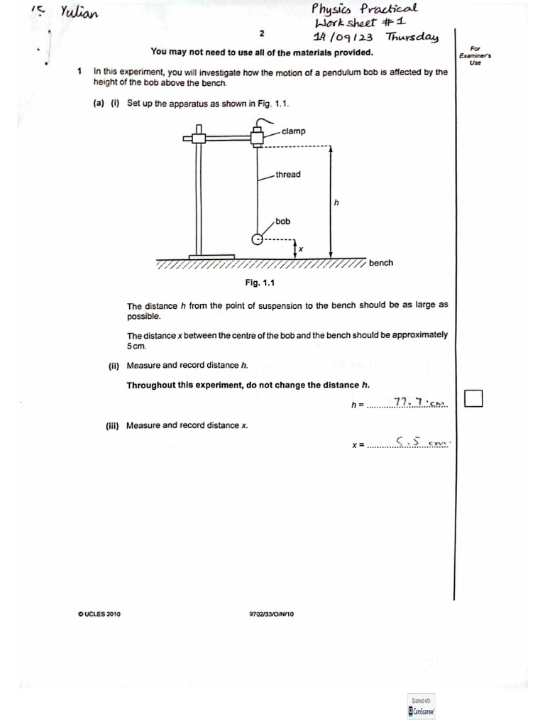 Solved Physics Practical Worksheets | PDF