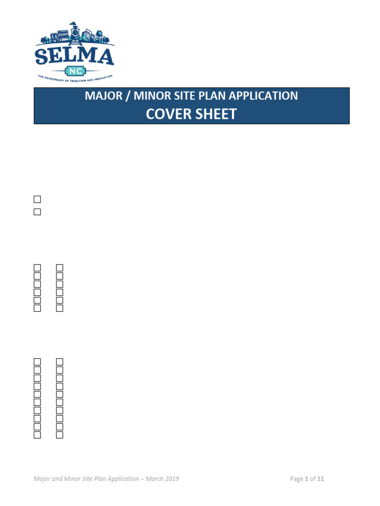 Main - Major Minor Site Plan Application Town of Selma North Carolina | PDF