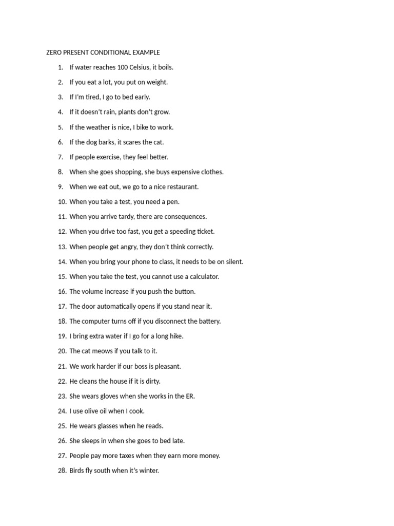 Zero Present Conditional Example | PDF