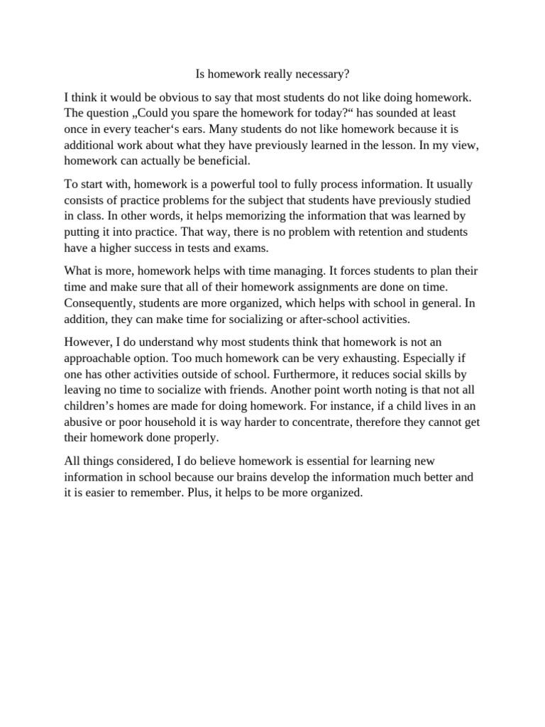 Is Homework Really Necessary | PDF