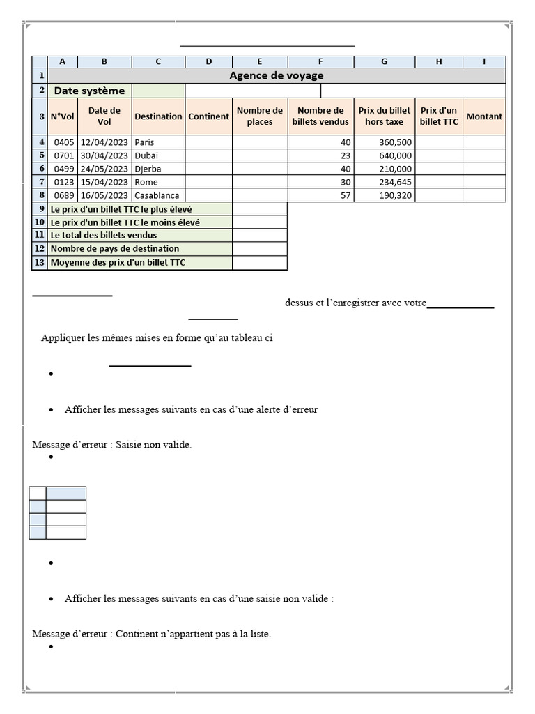 Devoir de Révision Tableur | PDF