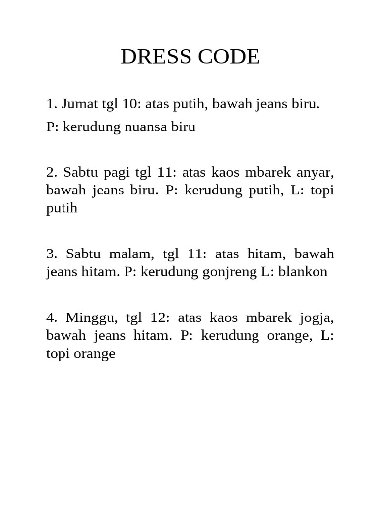 Dress Code | PDF
