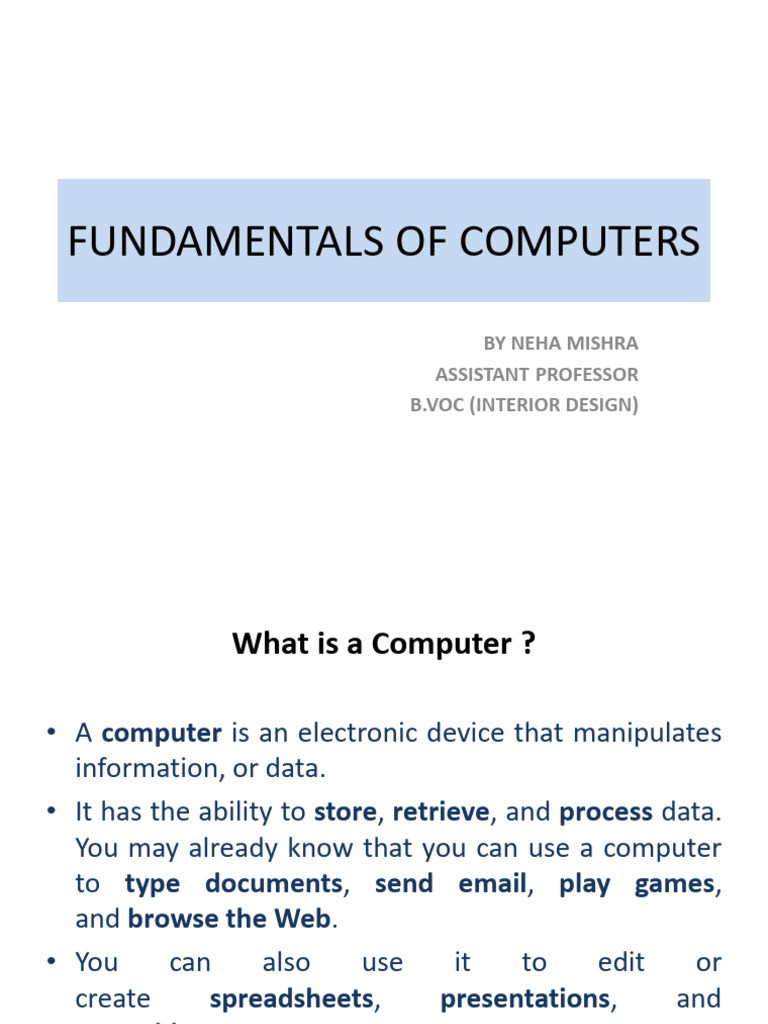 Fundamentals of Computers | PDF Fundamentals of Computers | PDF