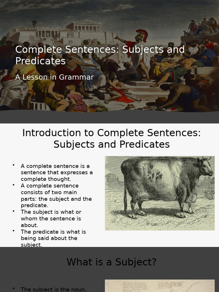 Complete Sentences Subjects and Predicates | PDF