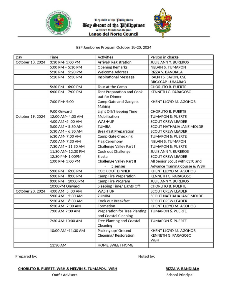 Jamboree Program 2024 | PDF